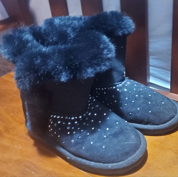 Justice | Shoes | Justice Brand Girls Black Furlined Boots With Studded ...